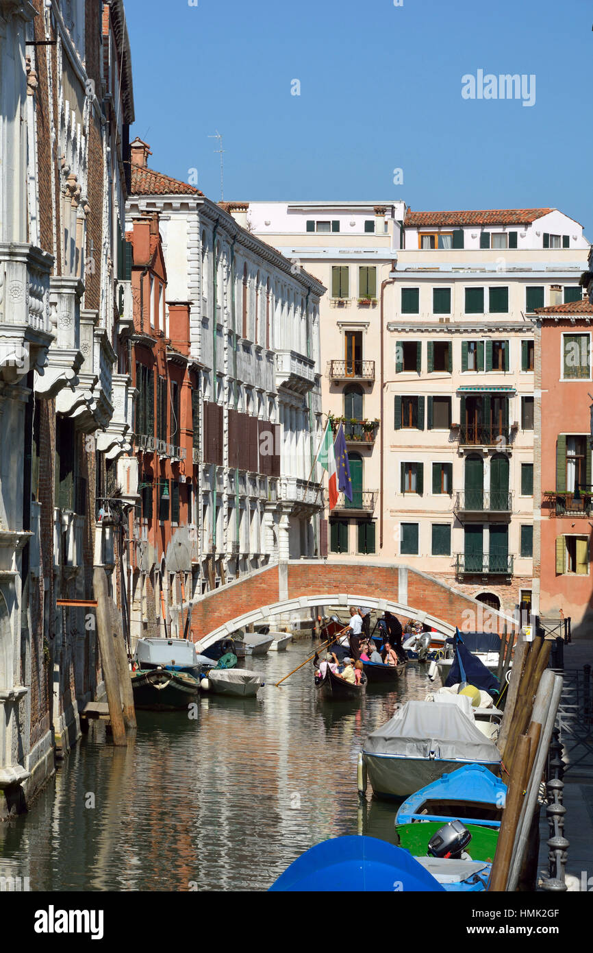 Water canal in the district Castello of Venice in Italy Stock Photo - Alamy