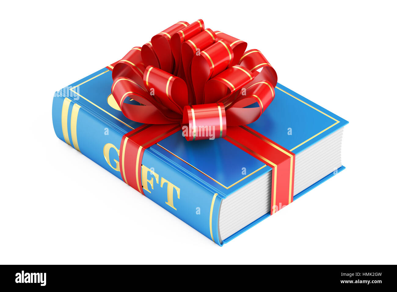 Book with bow and ribbon, gift concept. 3D rendering isolated on white ...