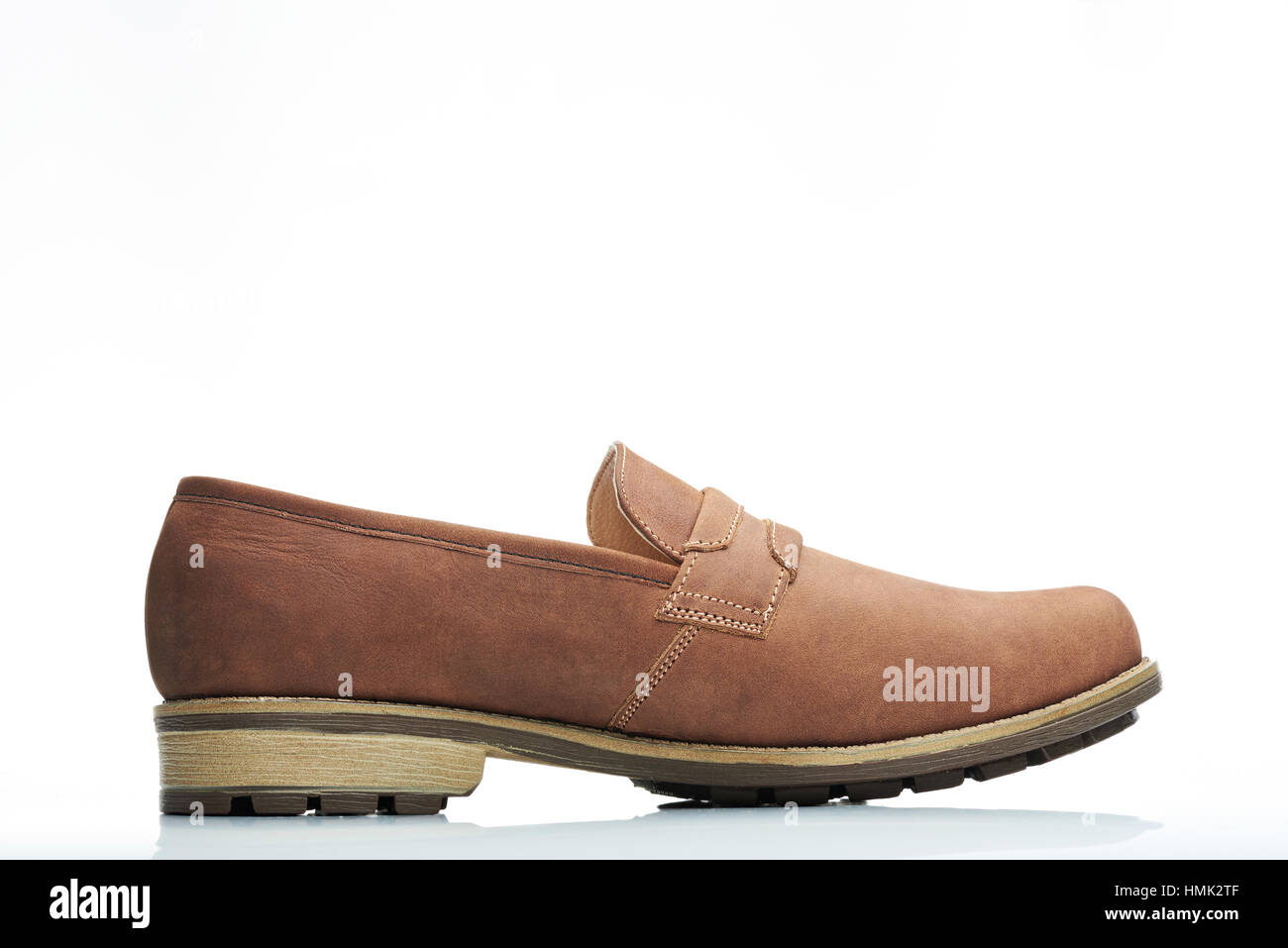 side view light brown leather modern men shoe Stock Photo - Alamy