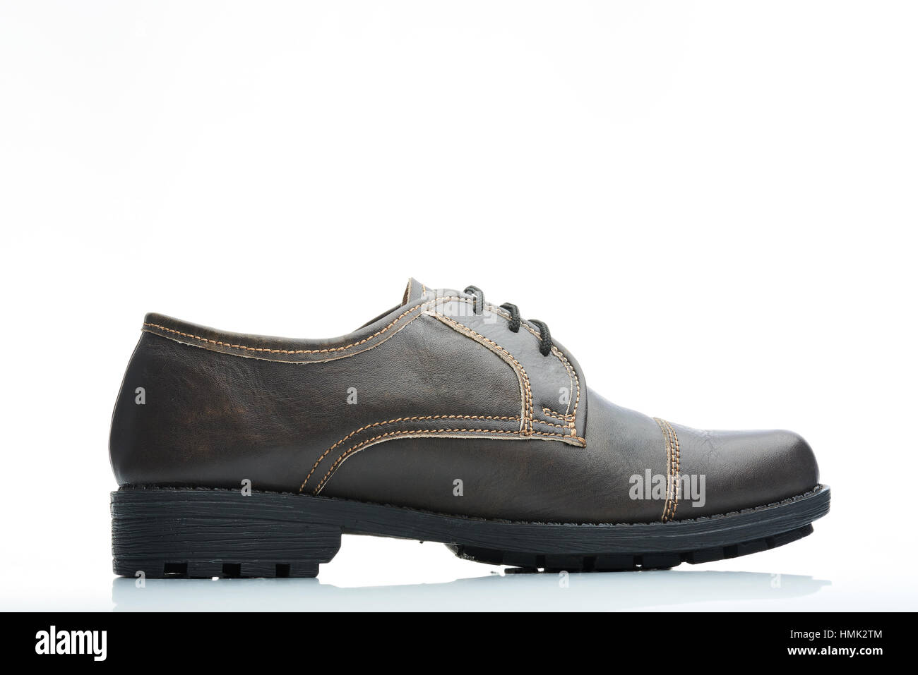 side view dark brown leather men shoe Stock Photo - Alamy