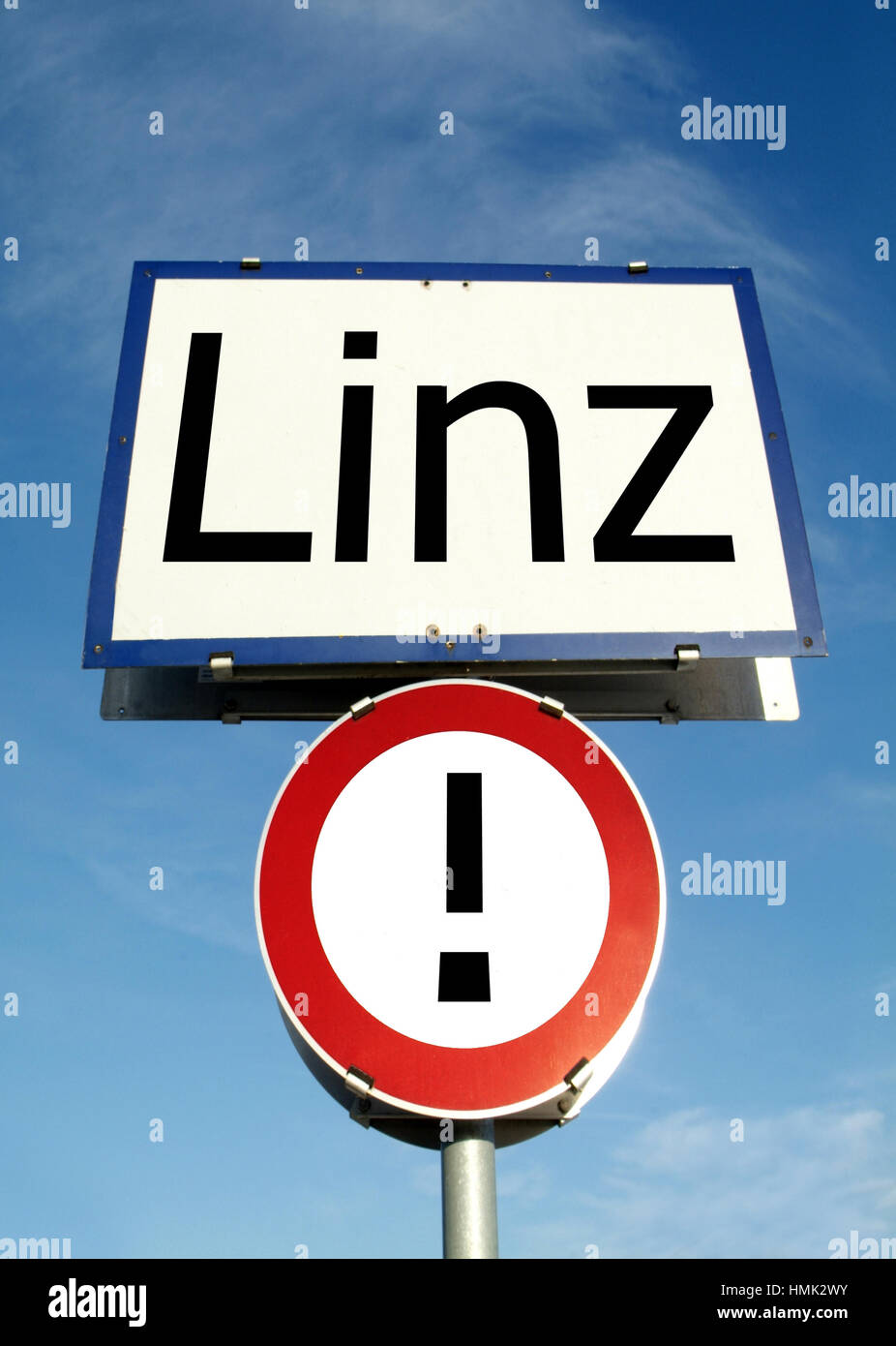 Town sign LINZ Stock Photo - Alamy