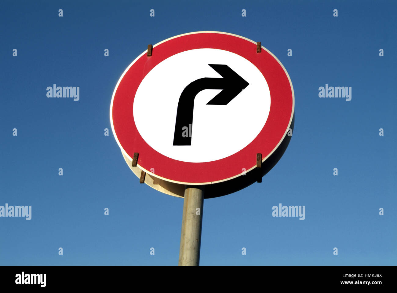 Traffic sign turn to one's right Stock Photo - Alamy