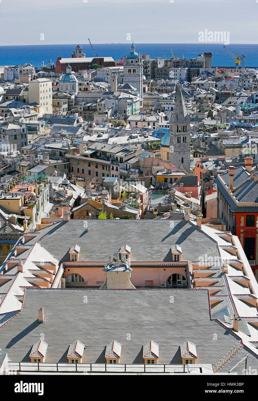 Cityscape, elevated view, Genoa, Liguria, Italy Stock Photo - Alamy