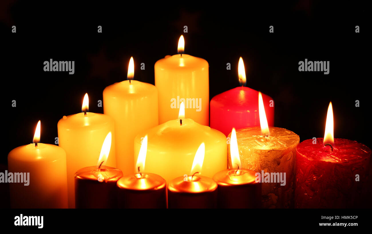 Decor large candles night lit hi-res stock photography and images - Alamy