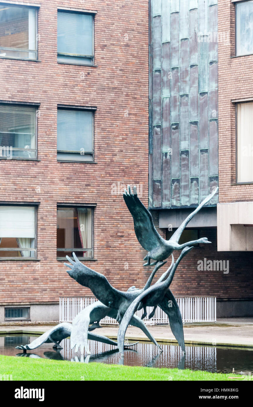 1960s Swans in Flight by David Wynne at Newcastle Civic Centre Stock ...