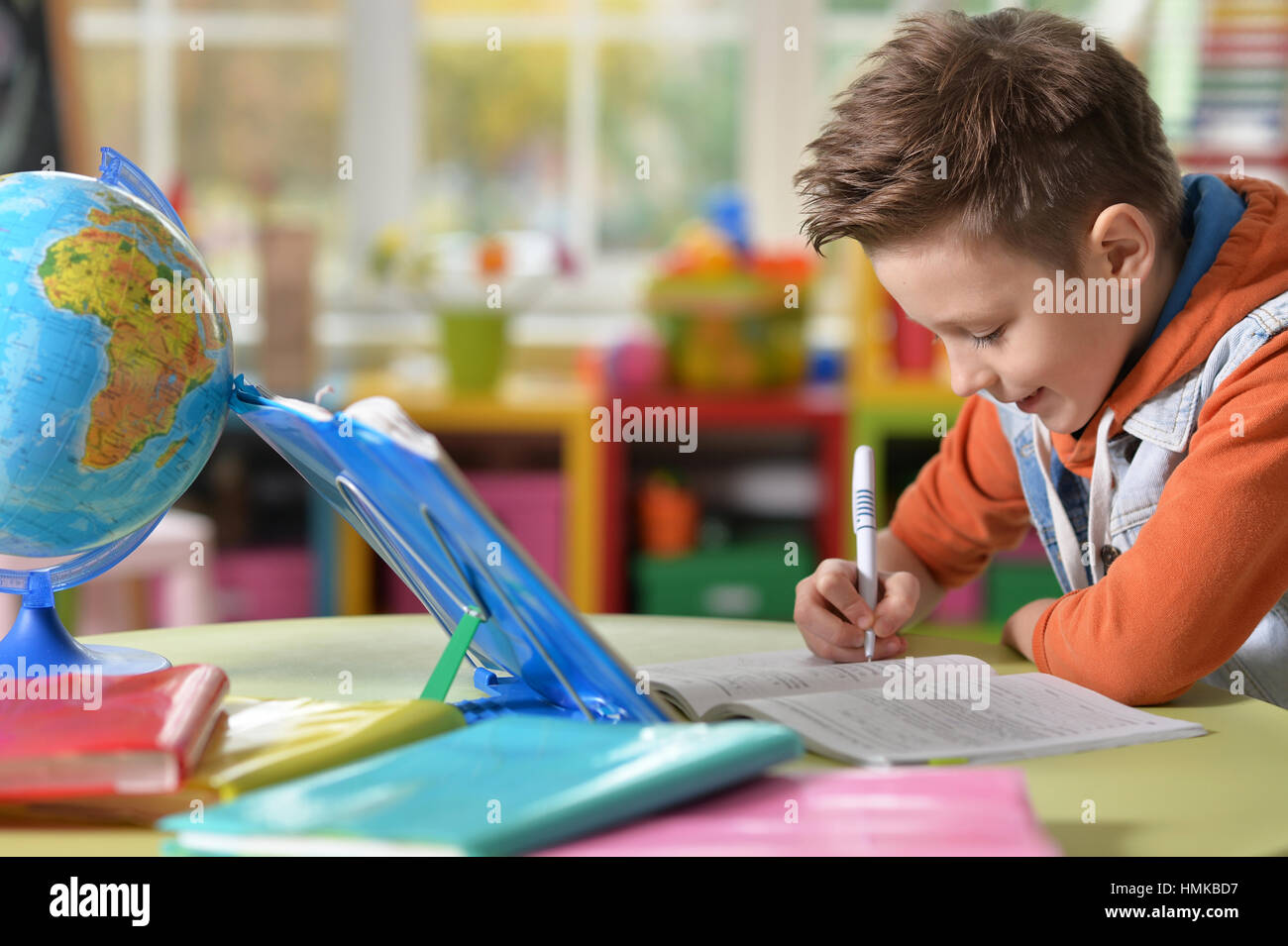 little boy doing lessons Stock Photo - Alamy