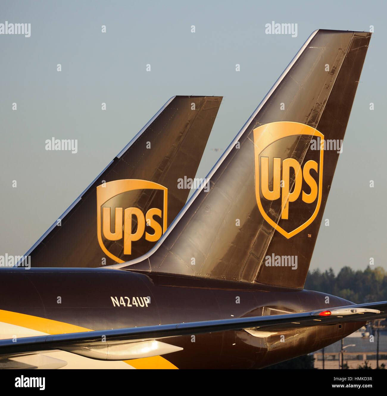 tail-fins of UPS United Parcel Service Boeing 757-200 and 767-200 ...