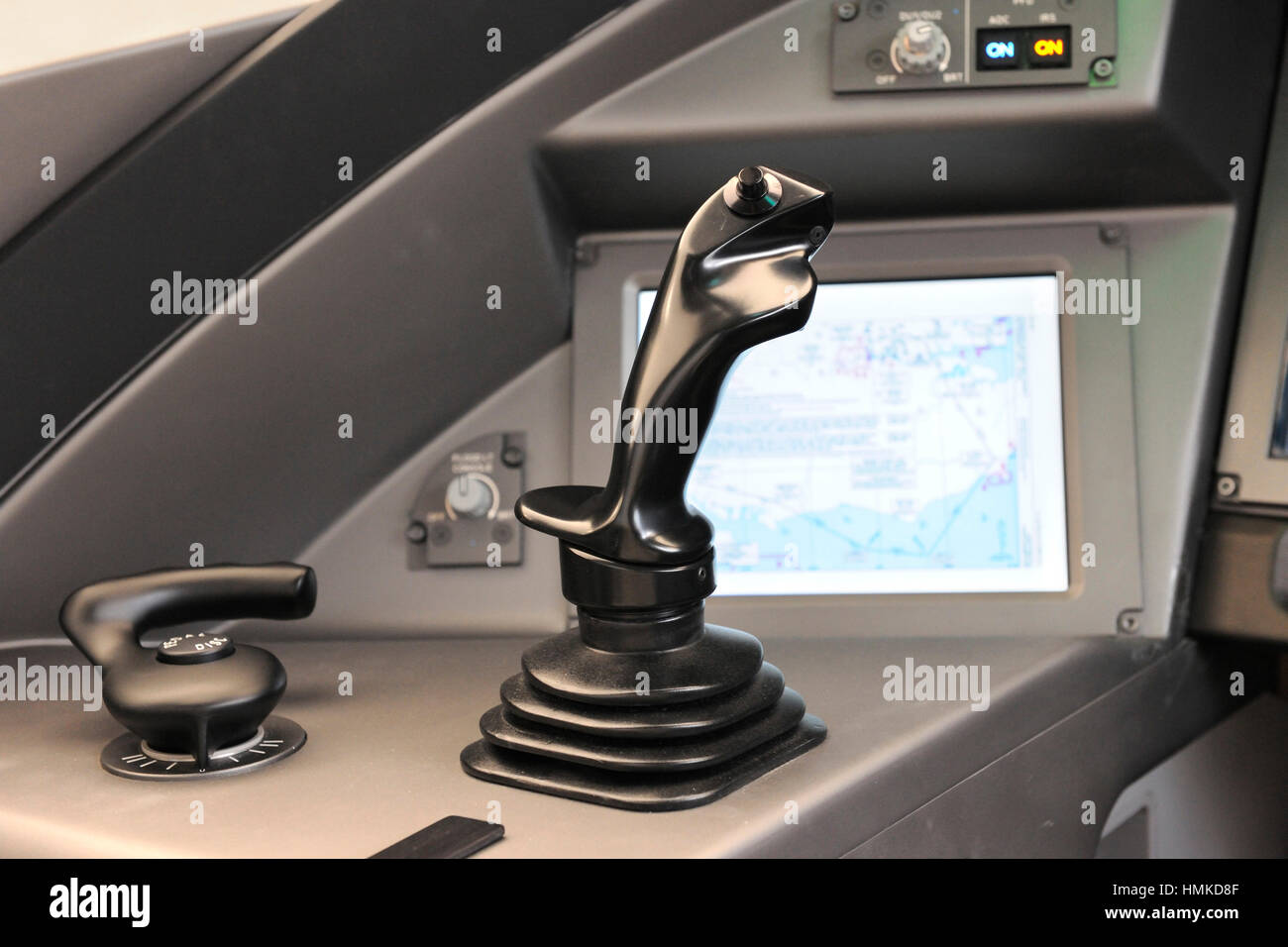 side-stick control in the MS-21 cockpit at the Farnborough Airshow 2010 ...