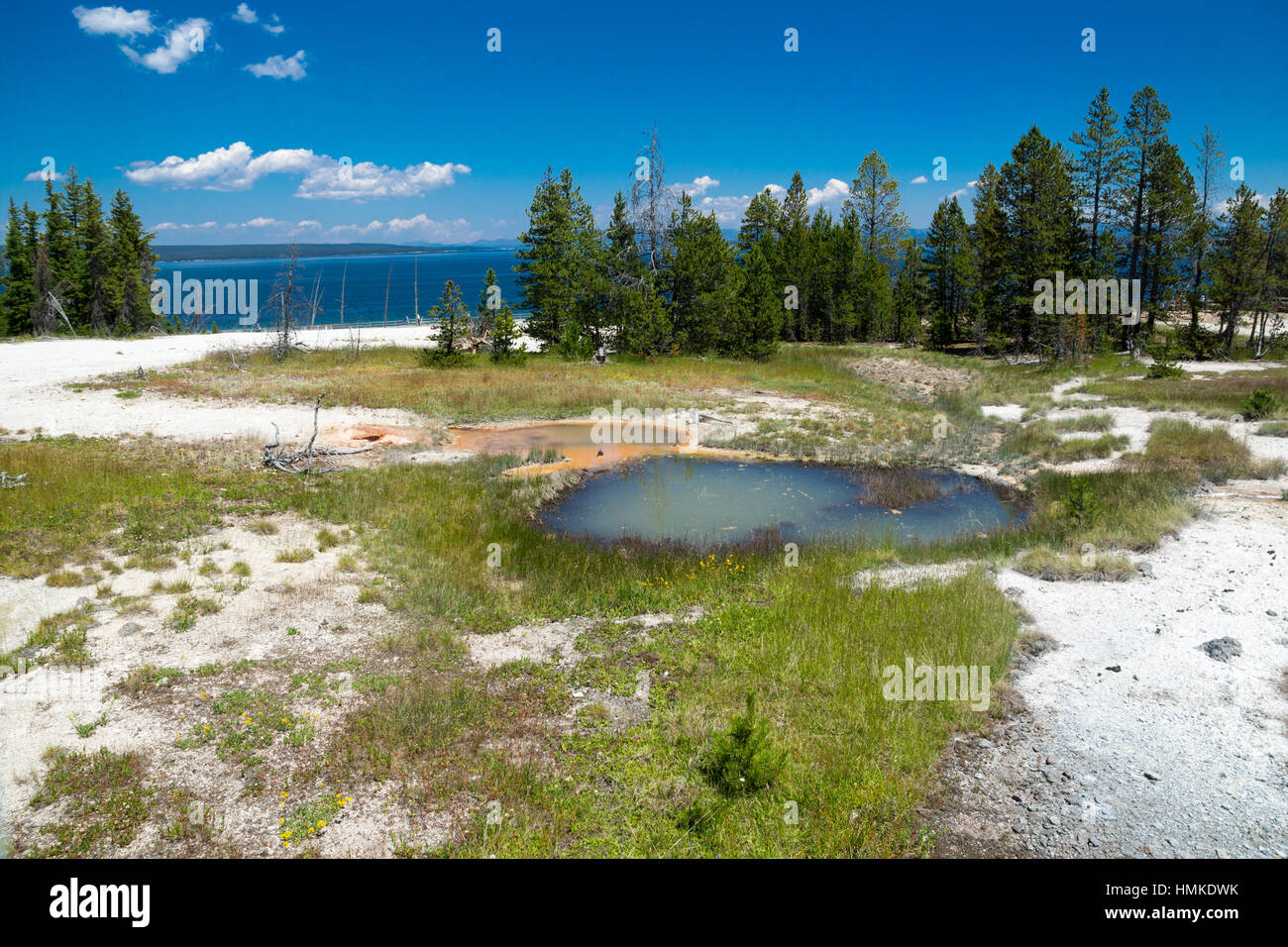 West Thumb Geyser Basin and Yellowstone Lake, Yellowstone National Park ...