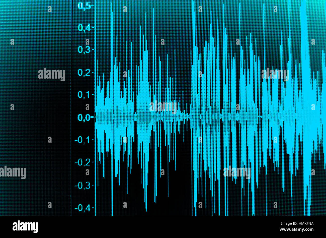 Sound recording studio audio wave on computer screen in professional ...