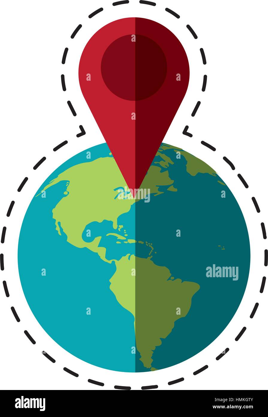 world global pointer map direction cut line Stock Vector Image & Art ...