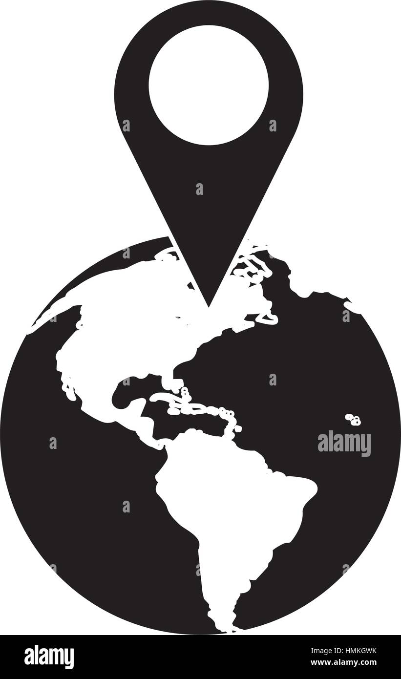 world global pointer map direction pictogram Stock Vector Image & Art - Alamy