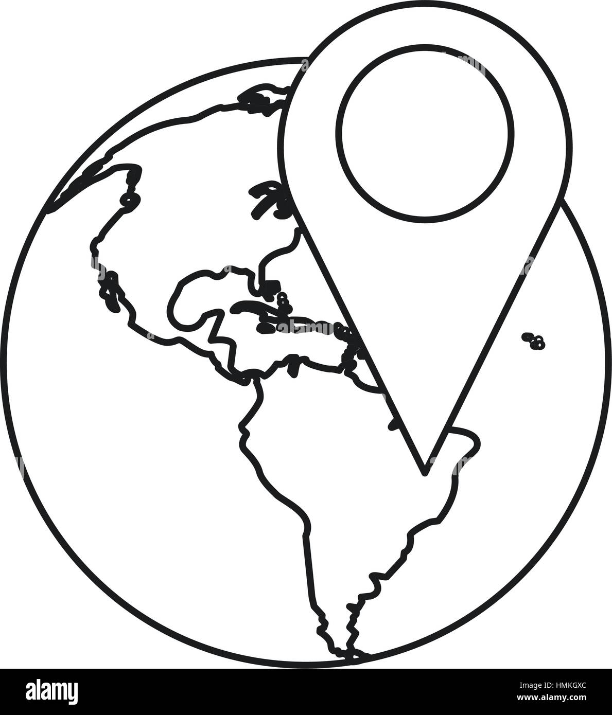 world global pointer map direction thin line Stock Vector Image & Art ...