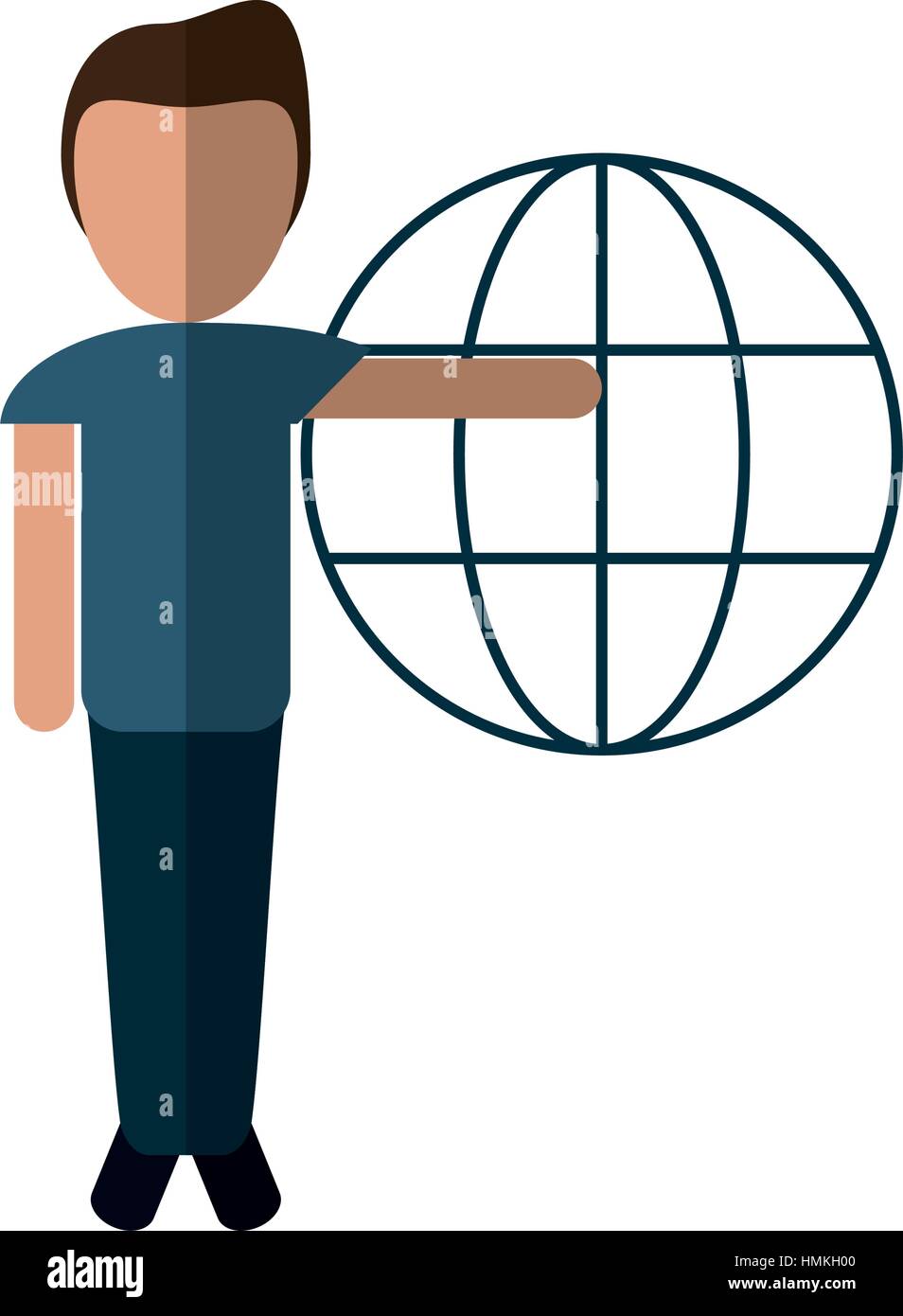 cartoon man globe connection technology Stock Vector Image & Art - Alamy