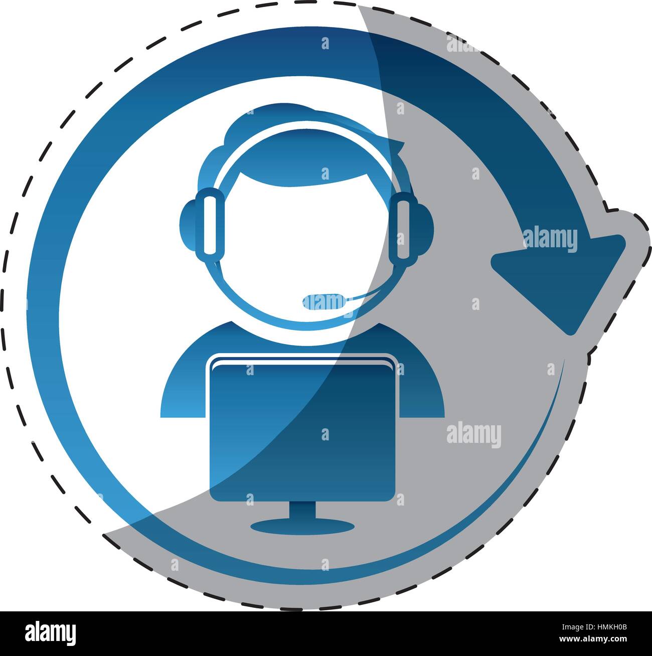 call center telemarketing tech service worker wearing headset icon ...