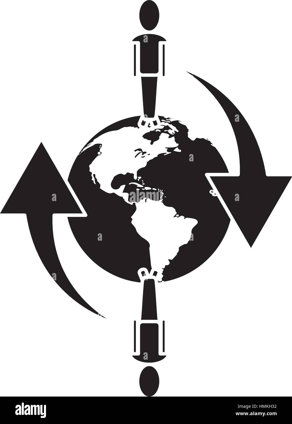 global people connected communication network around pictogram Stock ...