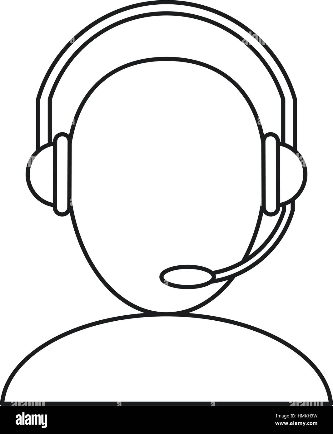 avatar headset service call center talk thin line Stock Vector Image ...