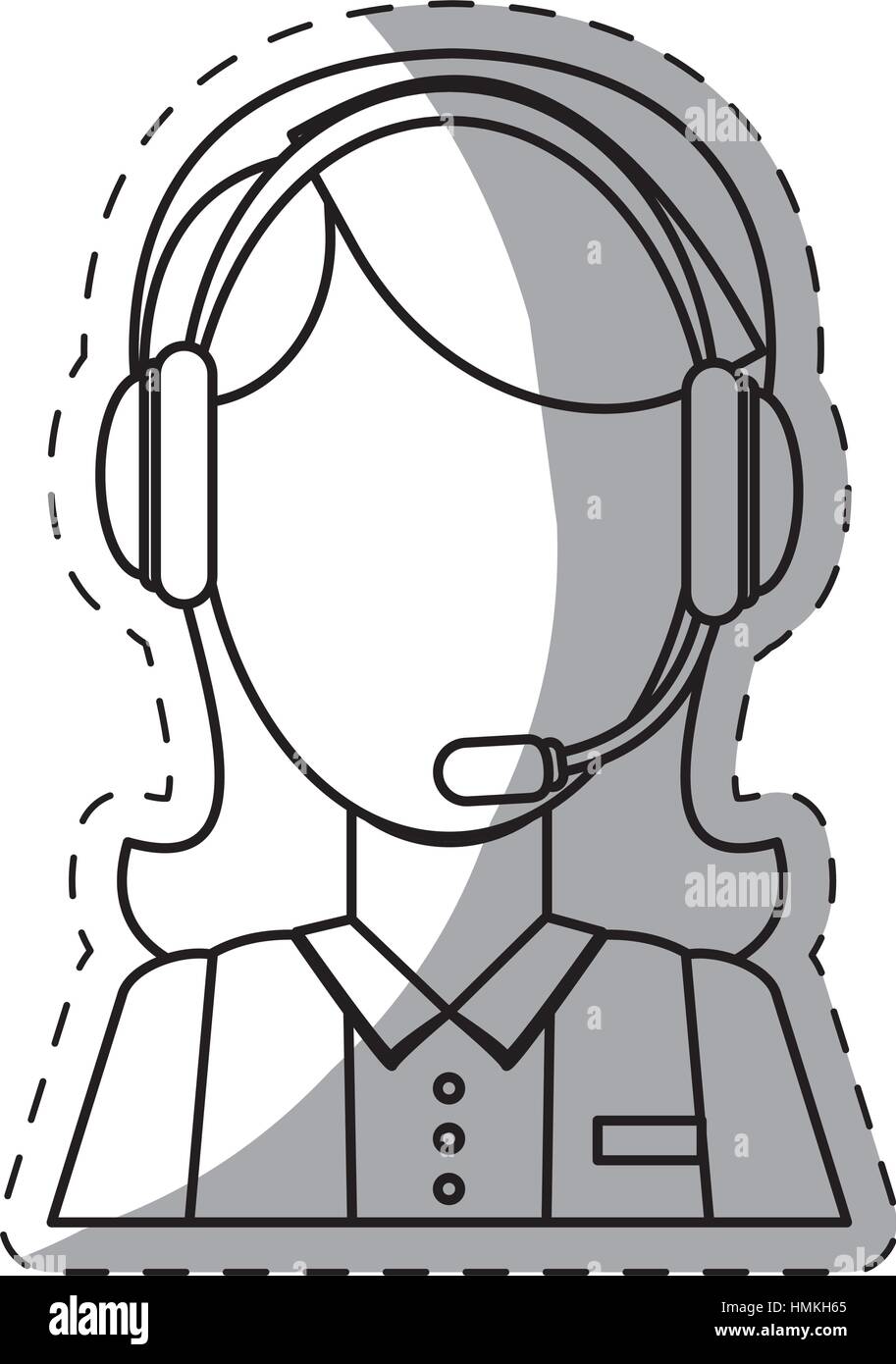 female call center telemarketing tech service worker wearing headset ...