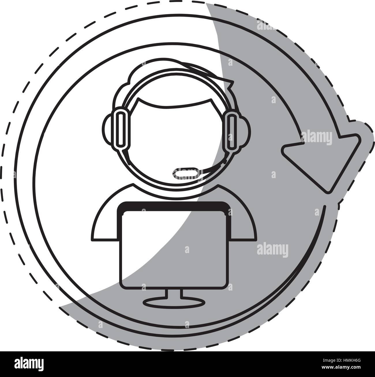 call center telemarketing tech service worker wearing headset icon ...