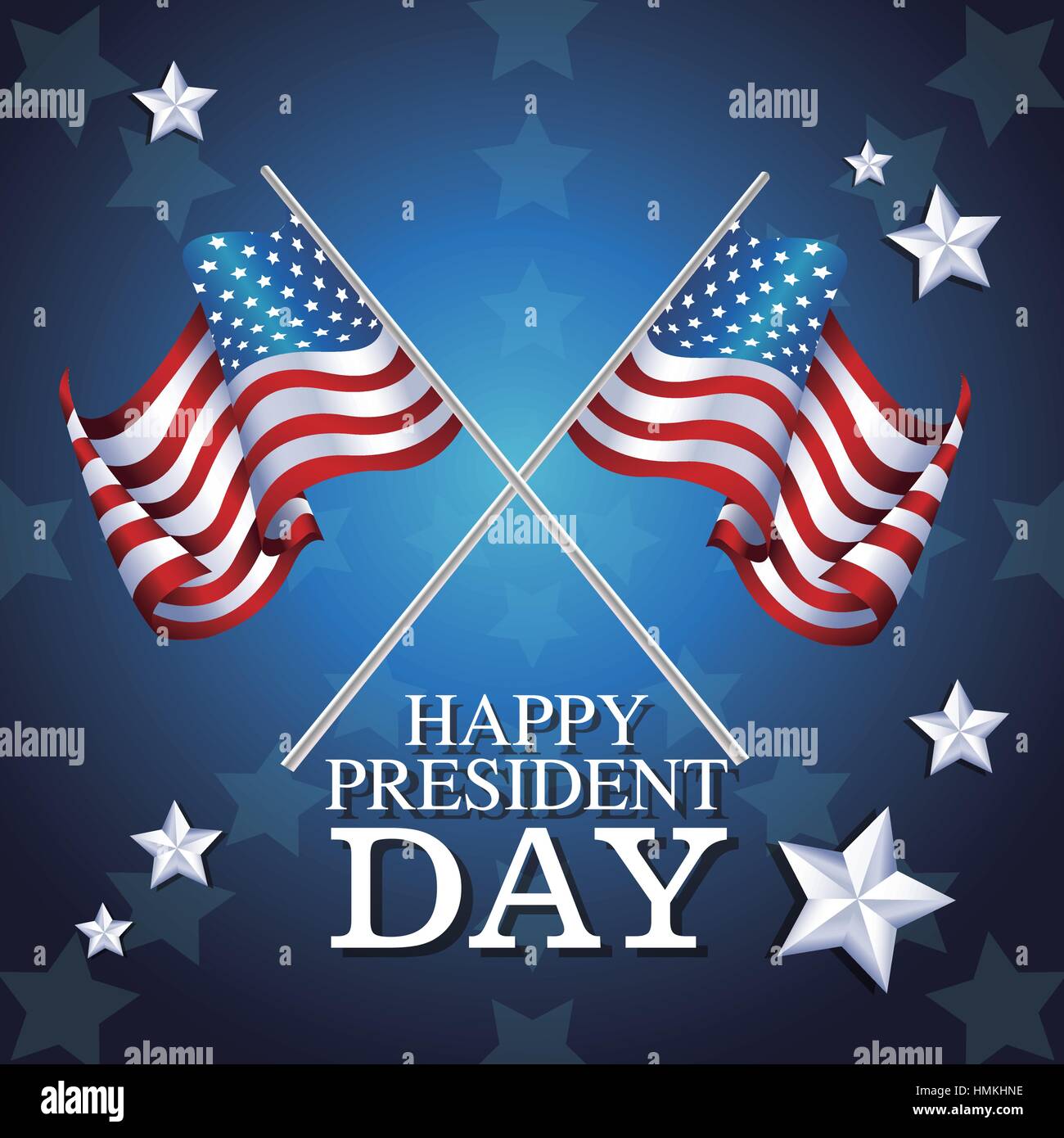 happy president day crossed flag symbol star background Stock Vector ...