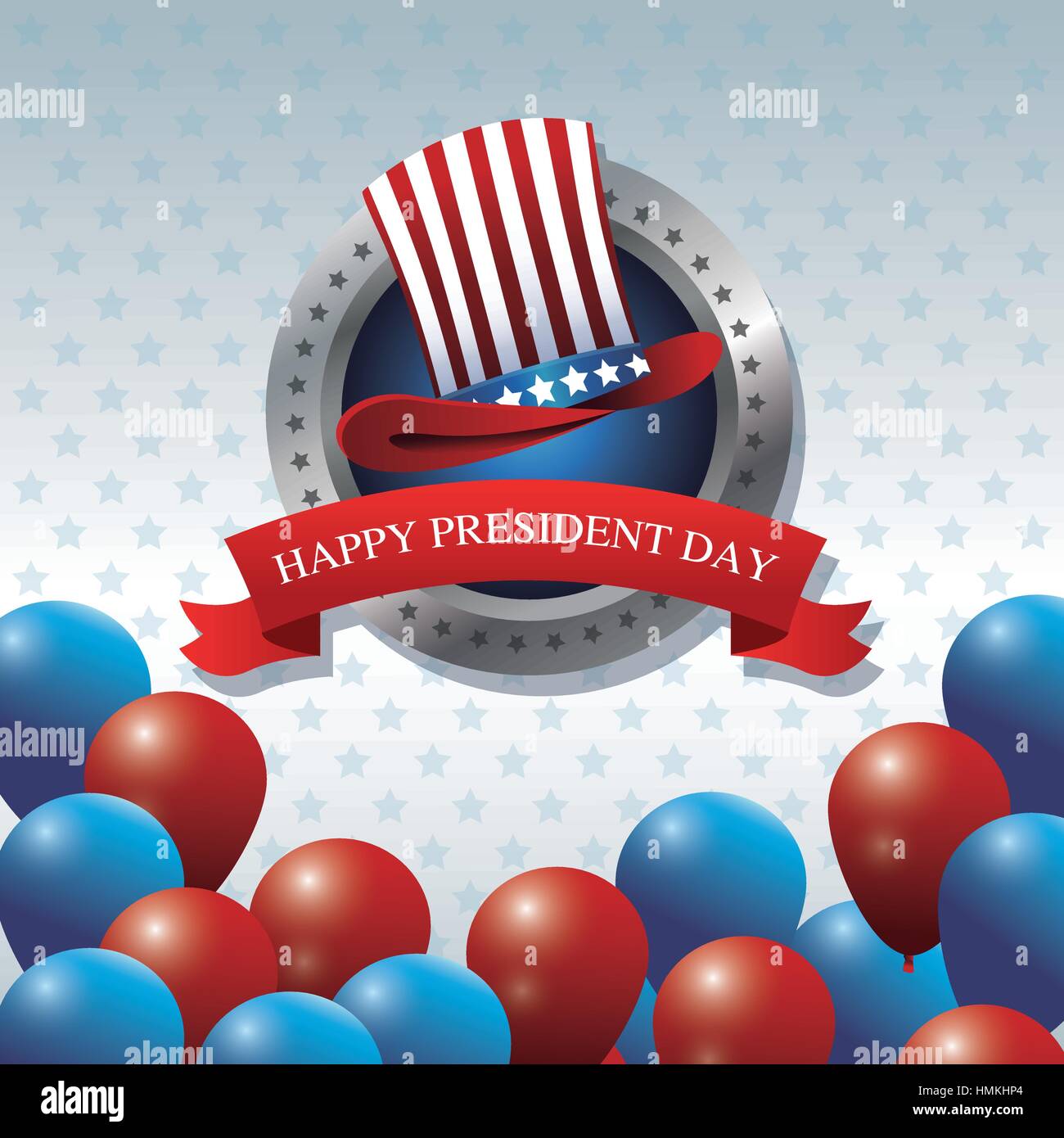 happy president day hat balloons ribbon label Stock Vector Image & Art ...