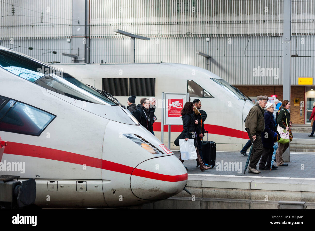 Travellers with German ICE-Trains, Munich Station, Germany Stock Photo ...