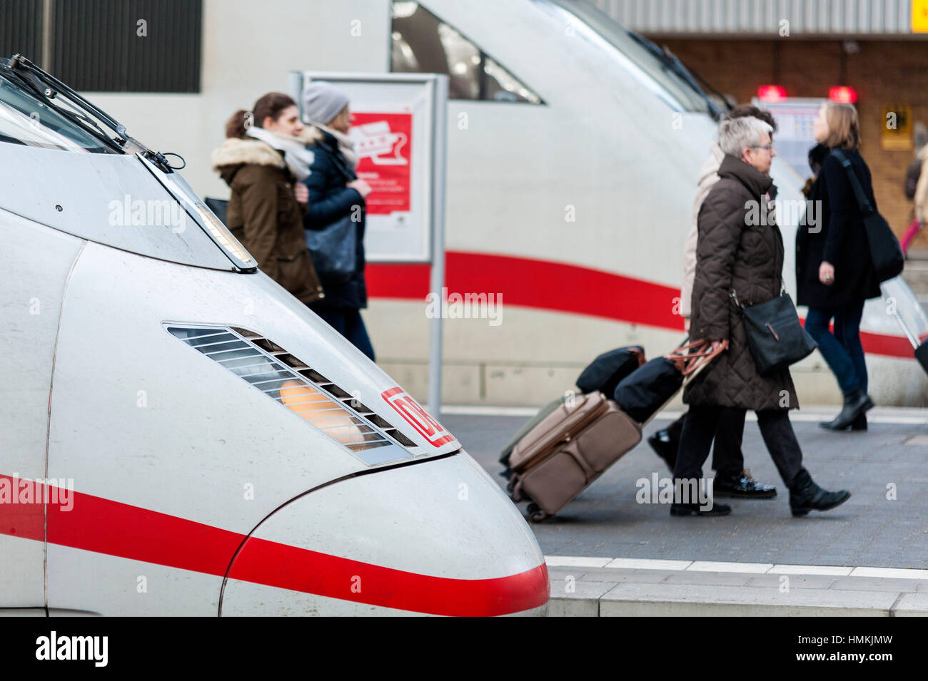 Travellers with German ICE-Trains, Munich Station, Germany Stock Photo ...