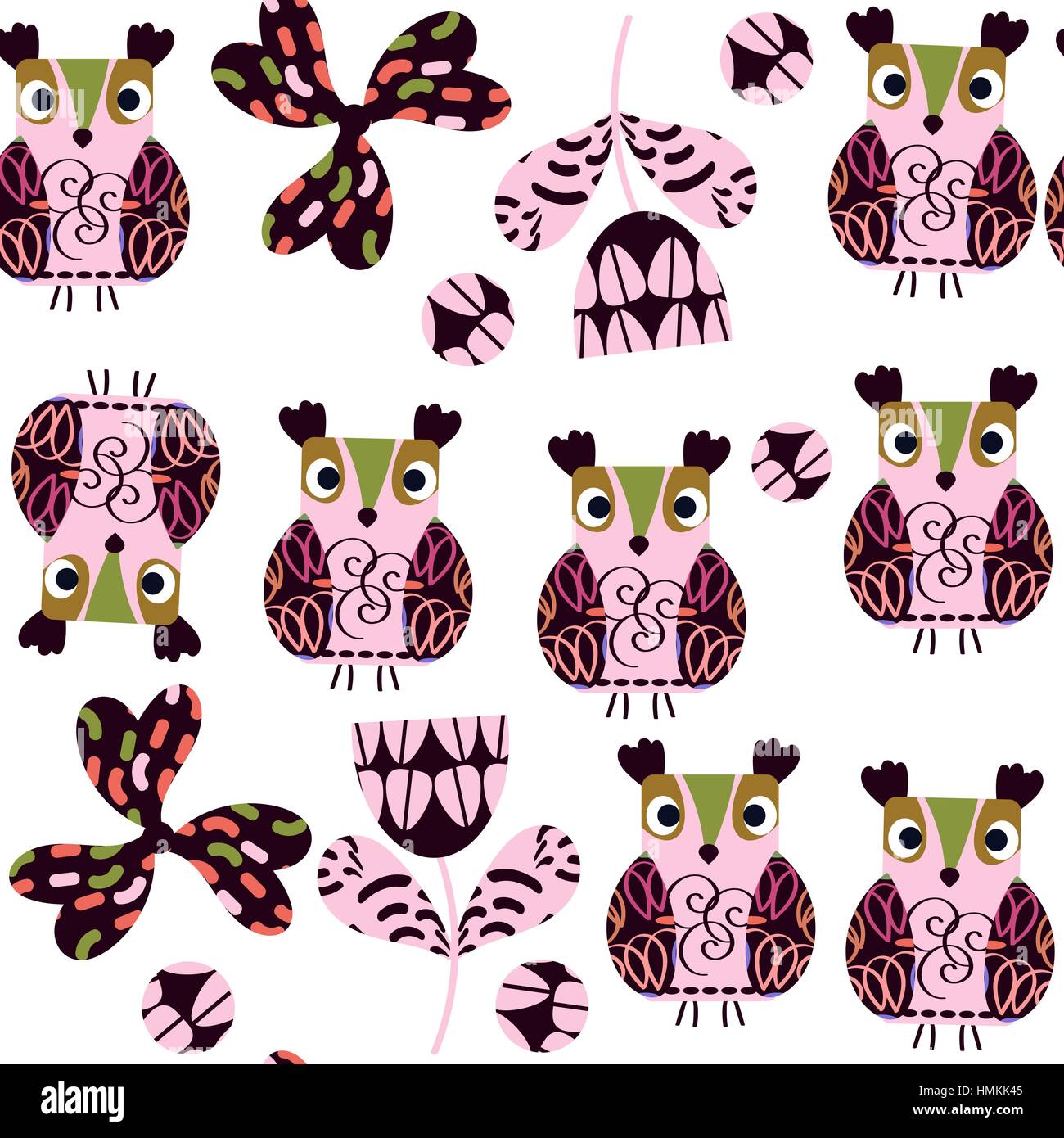 Owls seamless pattern, vector Stock Vector Image & Art - Alamy