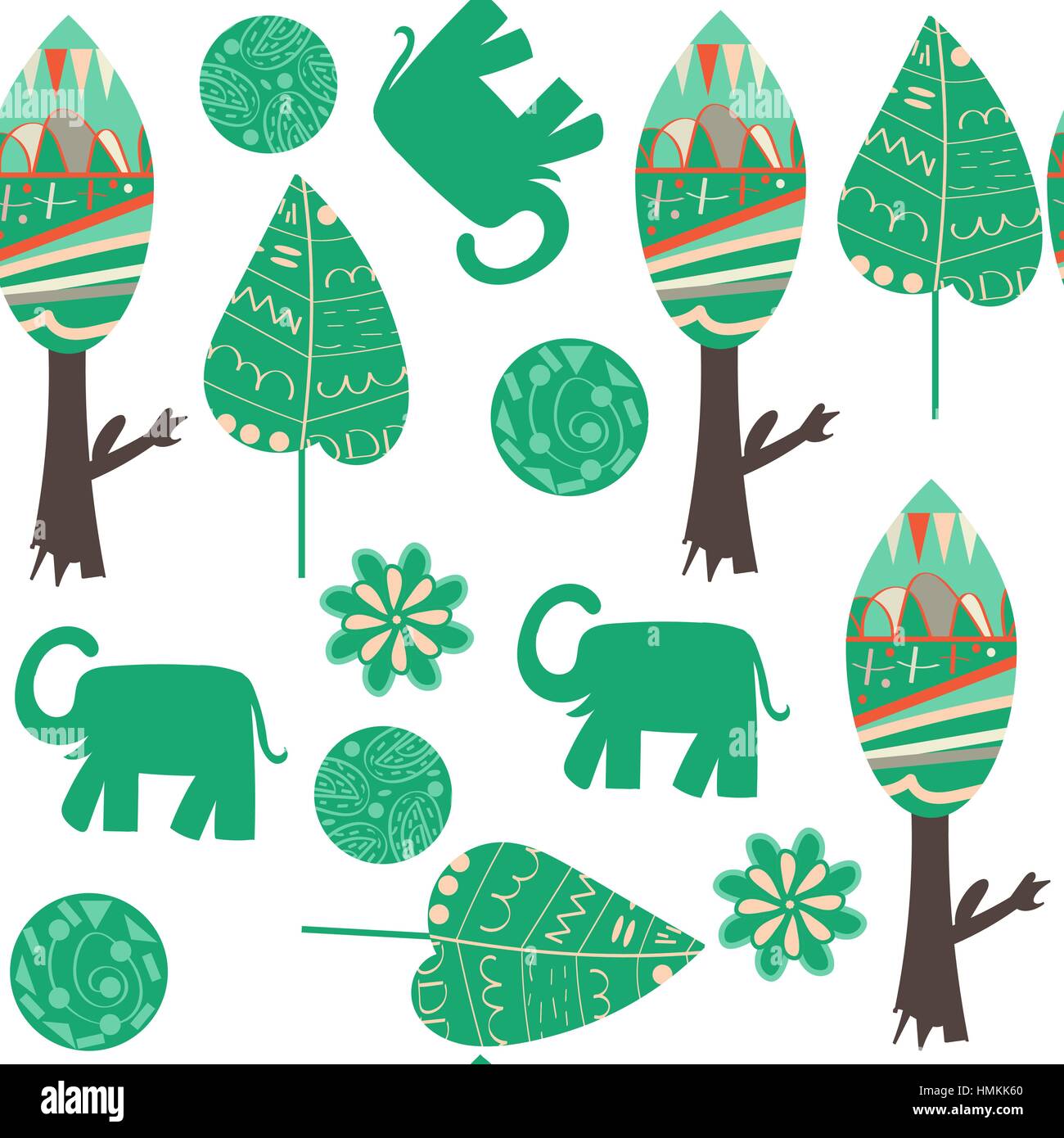 Elephant pattern wallpaper Stock Vector Images - Alamy