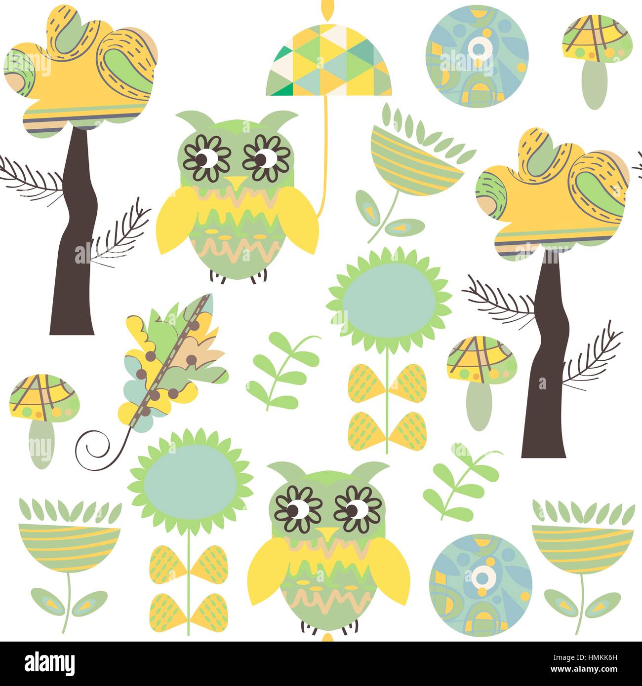 Owls seamless pattern, vector Stock Vector Image & Art - Alamy