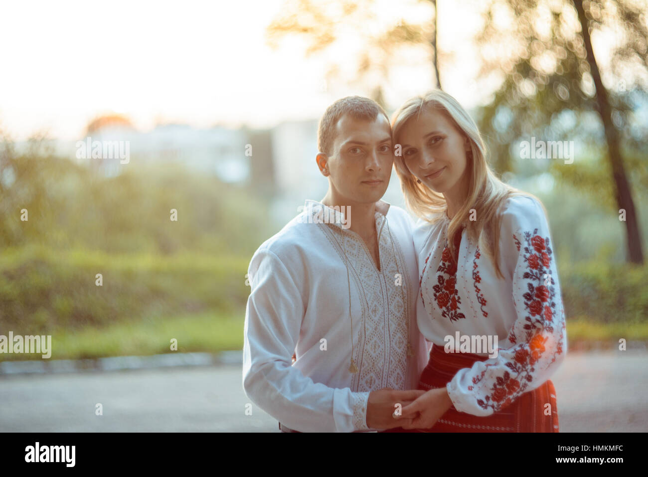 young romantic couple in Ukraine national clothing Stock Photo - Alamy
