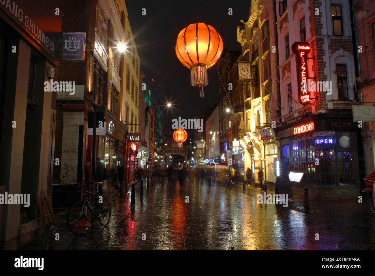 Wardour Street, Chinatown, London, at night Stock Photo - Alamy