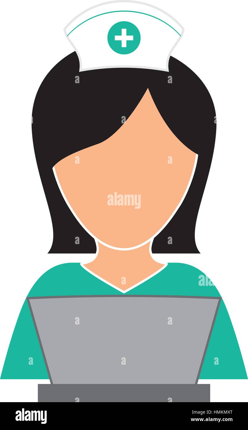 nurse in computer icon image, vector illustration design Stock Vector ...