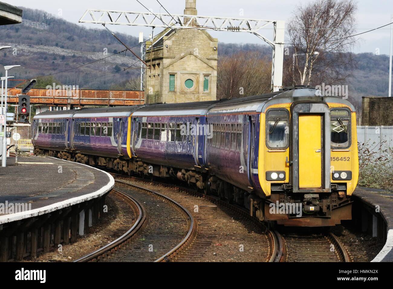 Diesel multiple unit train at Carnforth Stock Photo - Alamy
