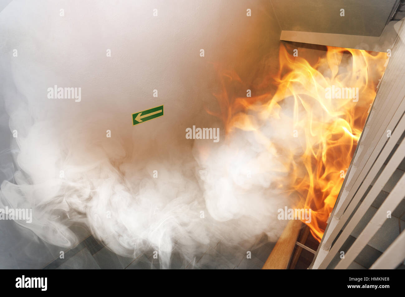 Big fire in the building Stock Photo - Alamy