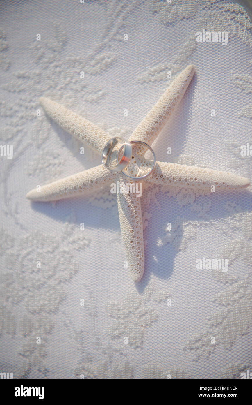 Wedding rings with shells hi-res stock photography and images - Alamy