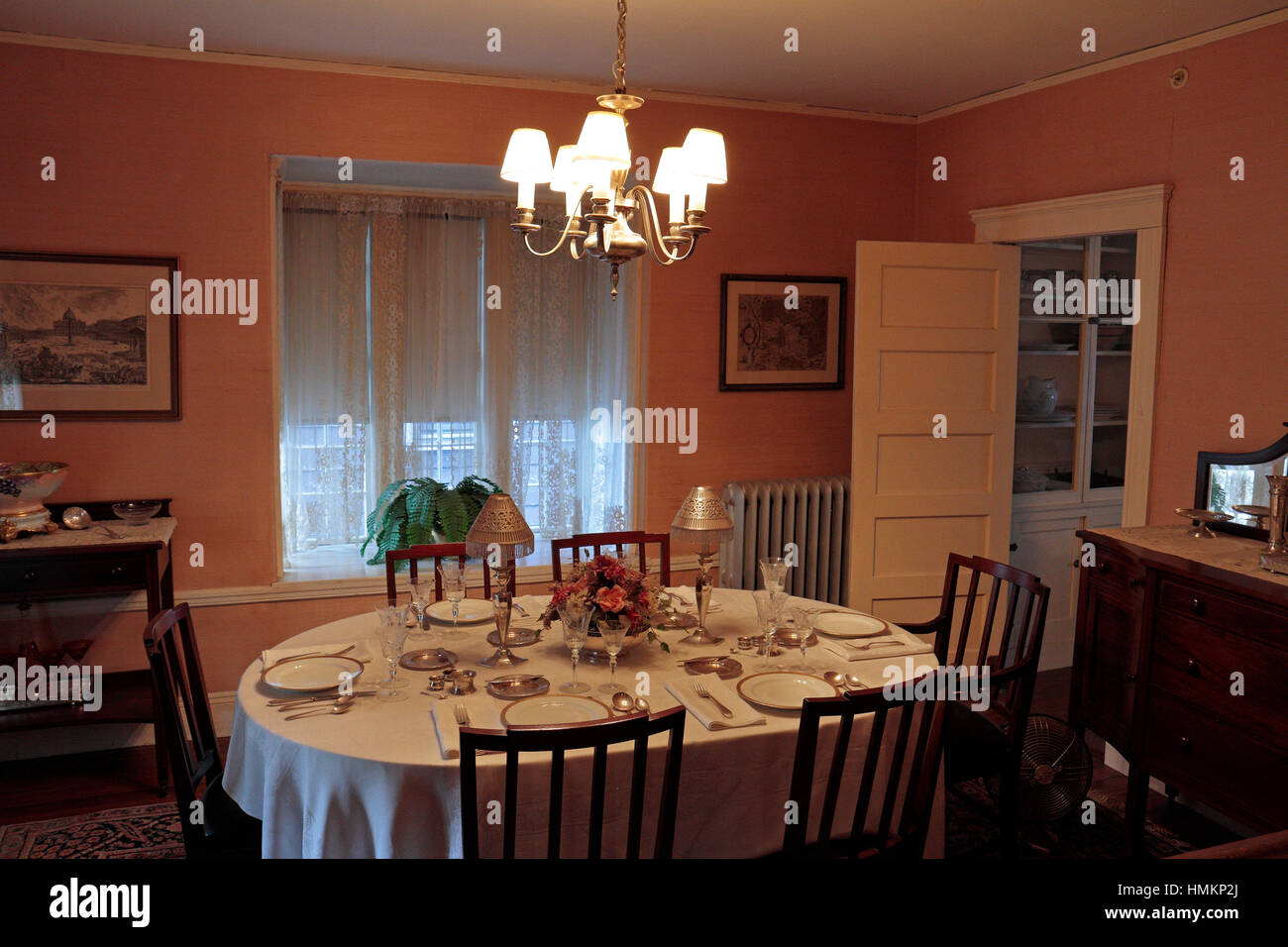 The dining room and table inside the John F Kennedy National Historic ...