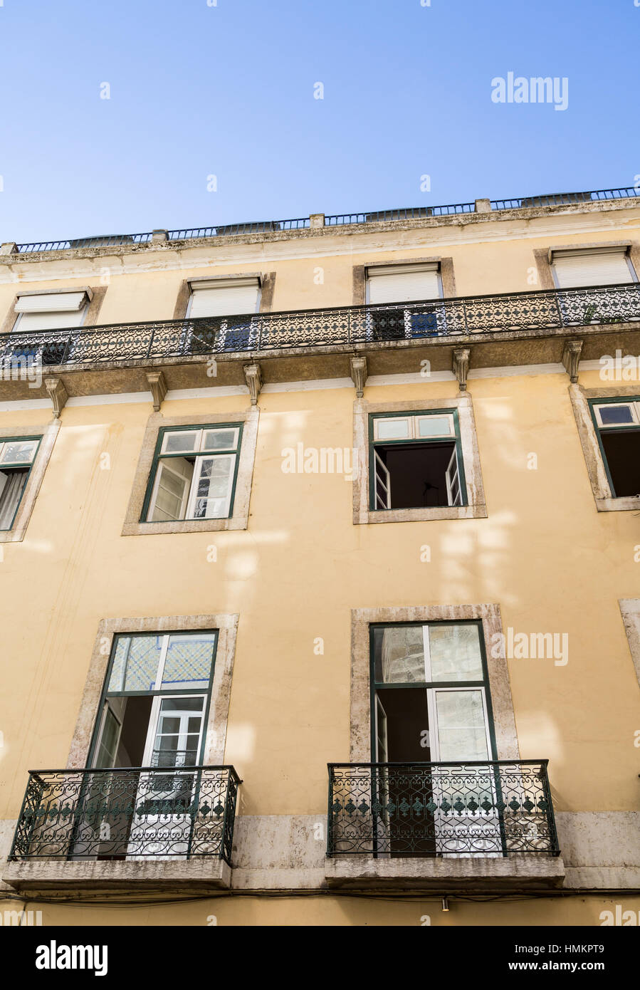 Two french balconies on plaster hi-res stock photography and images - Alamy