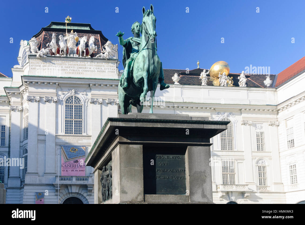 Wien, Vienna: Hofburg; Josefsplatz, national library and equestrian ...