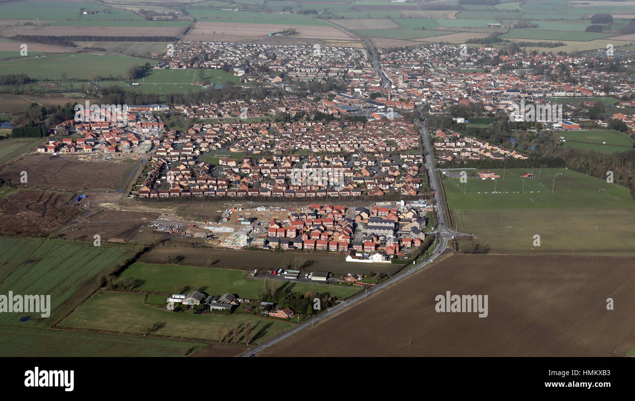 aerial view of Pocklington town centre in East Yorkshire, UK Stock ...