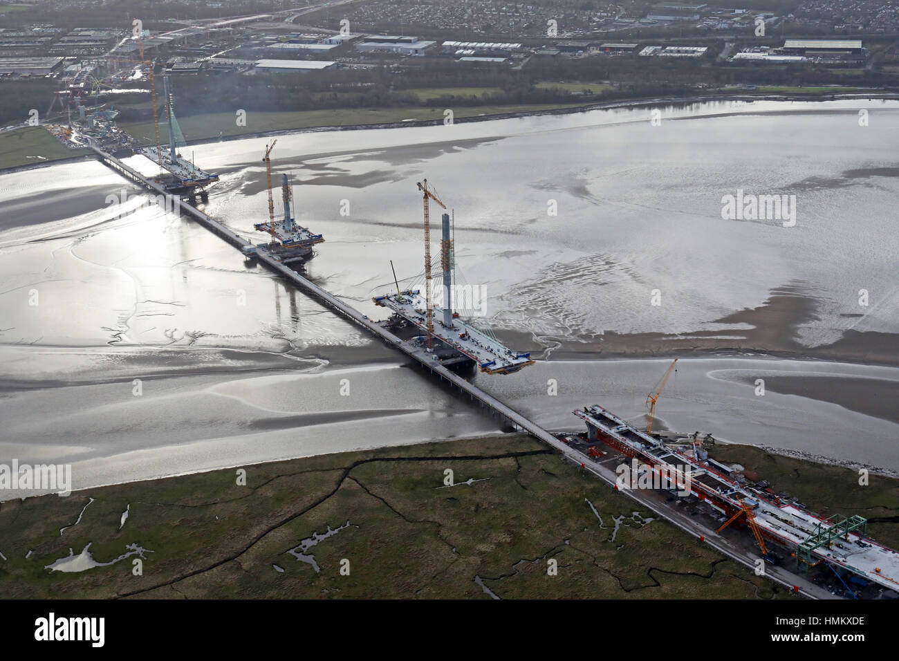 aerial view of the Mersey Gateway, the new bridge across the River ...
