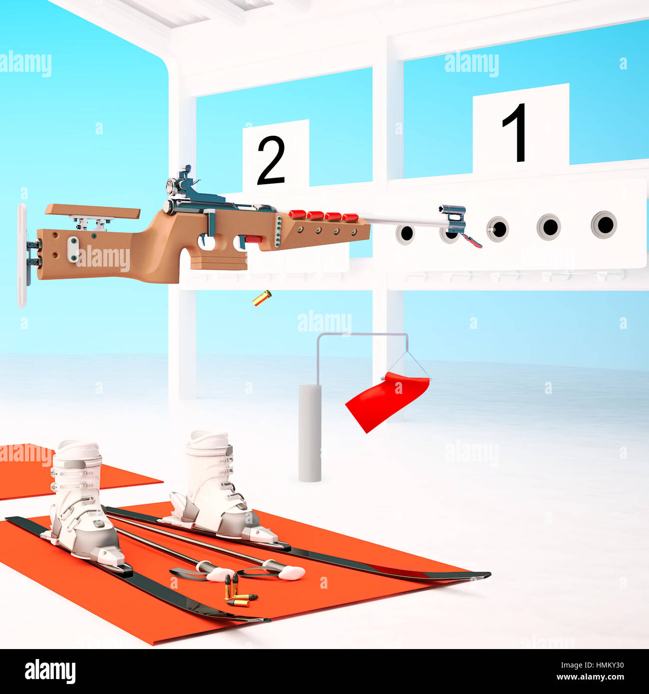 Biathlon. Target sports to rifle shooting. Gunshot Stock Photo - Alamy