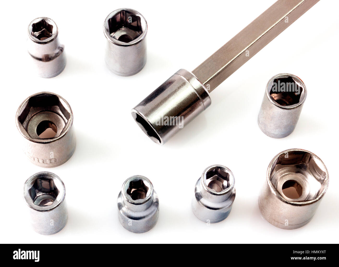 Mechanical bit tool set isolated on white background Stock Photo - Alamy