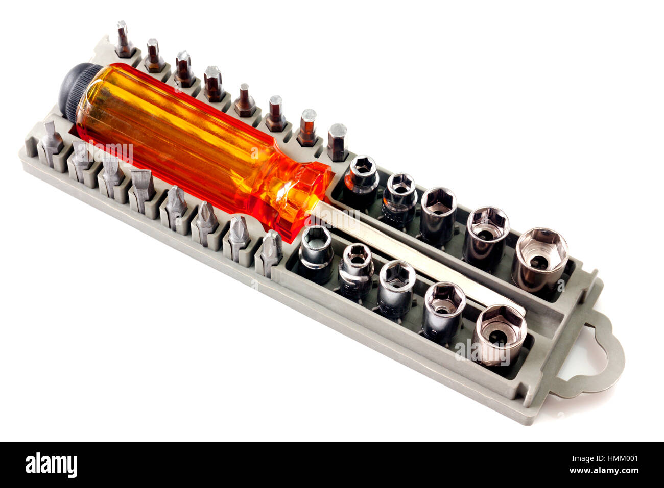 Mechanical bit tool set isolated on white background Stock Photo - Alamy