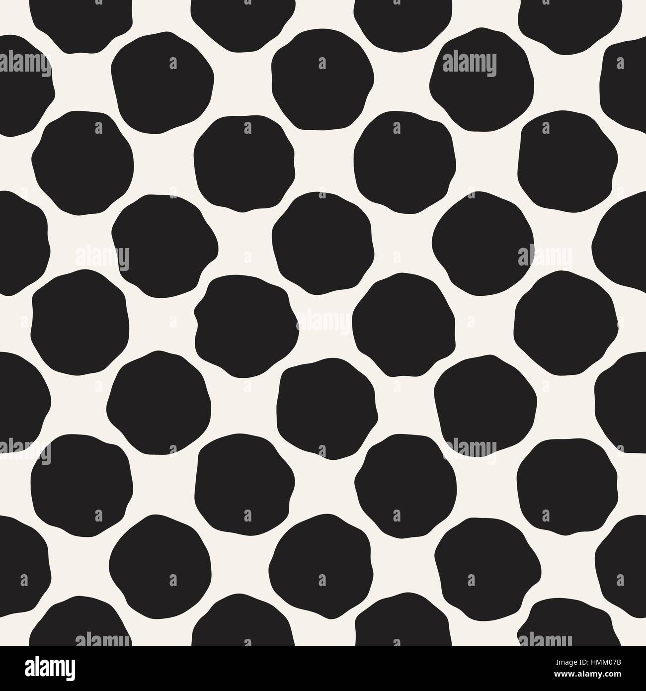 Rough Line Hand Drawn Circles. Vector Seamless Black and White Pattern ...