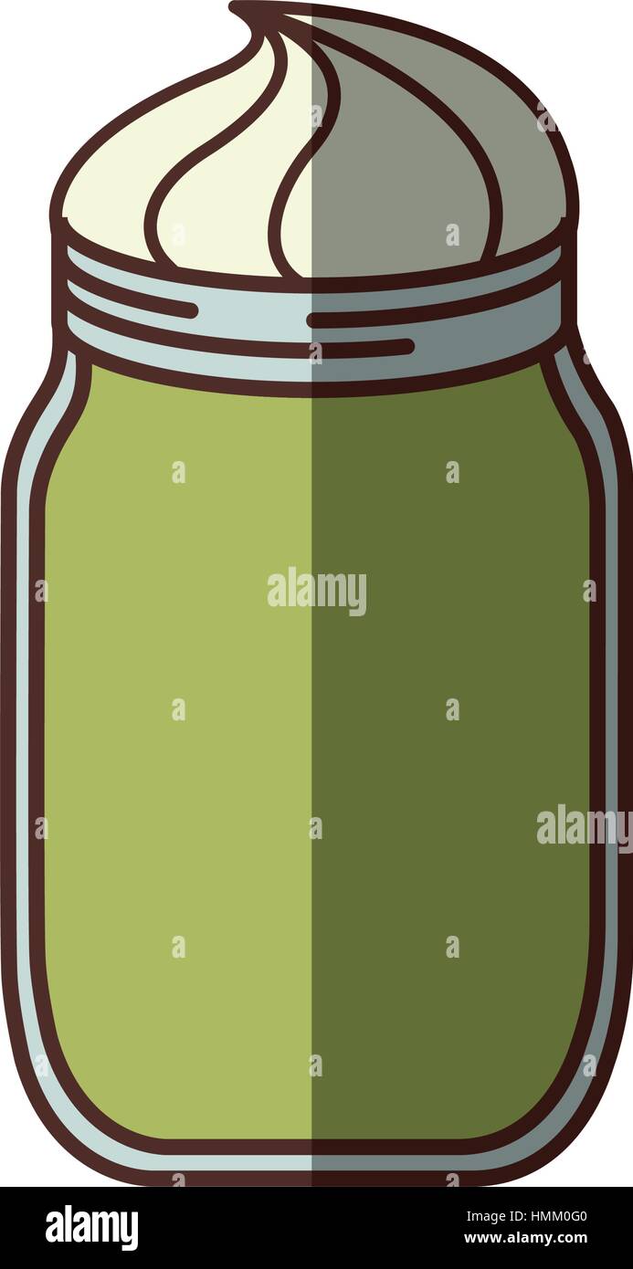 green glass jar with cream dessert shadow vector illustration eps 10 ...