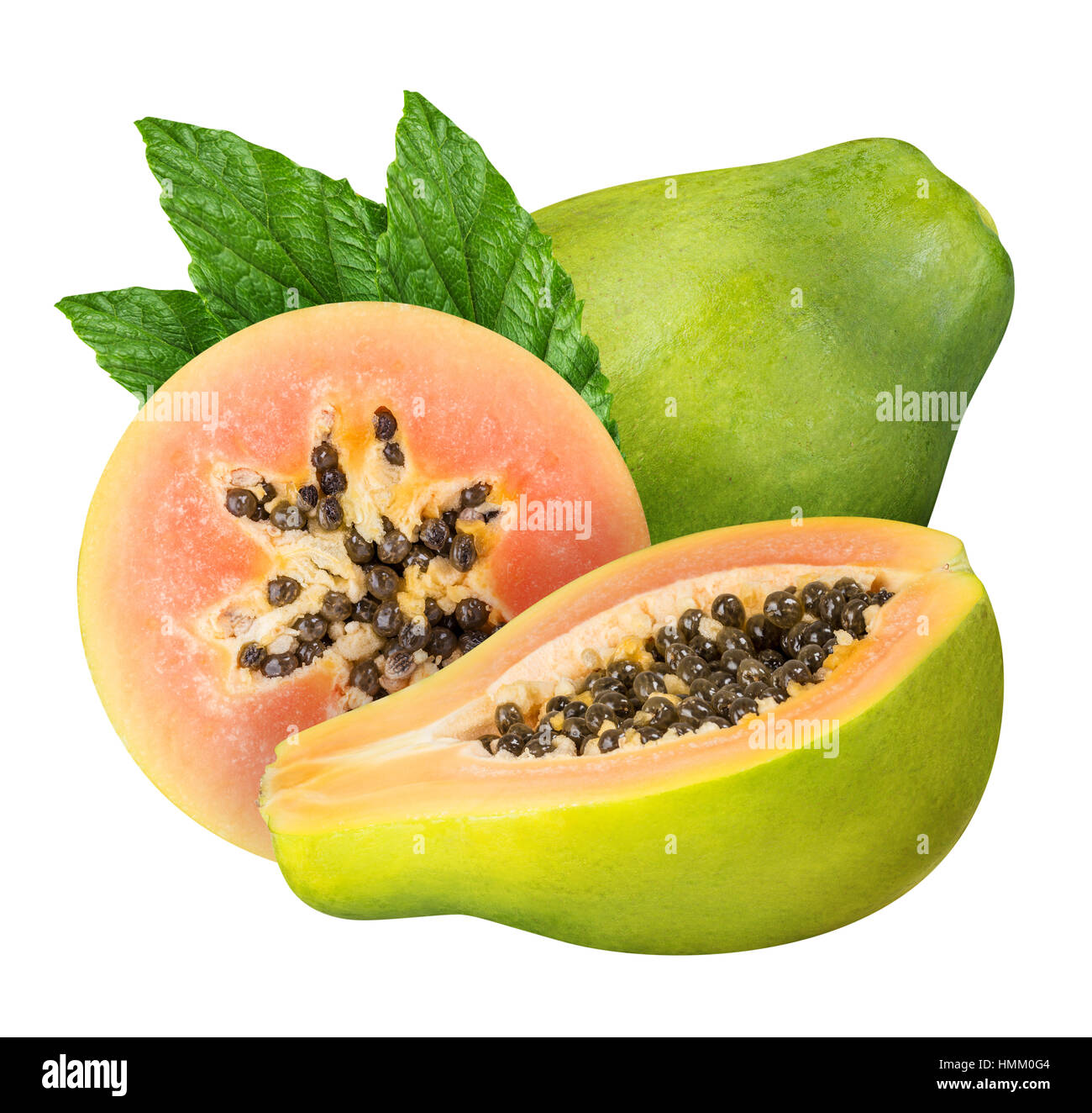 Group of papaya isolated with clipping path Stock Photo - Alamy
