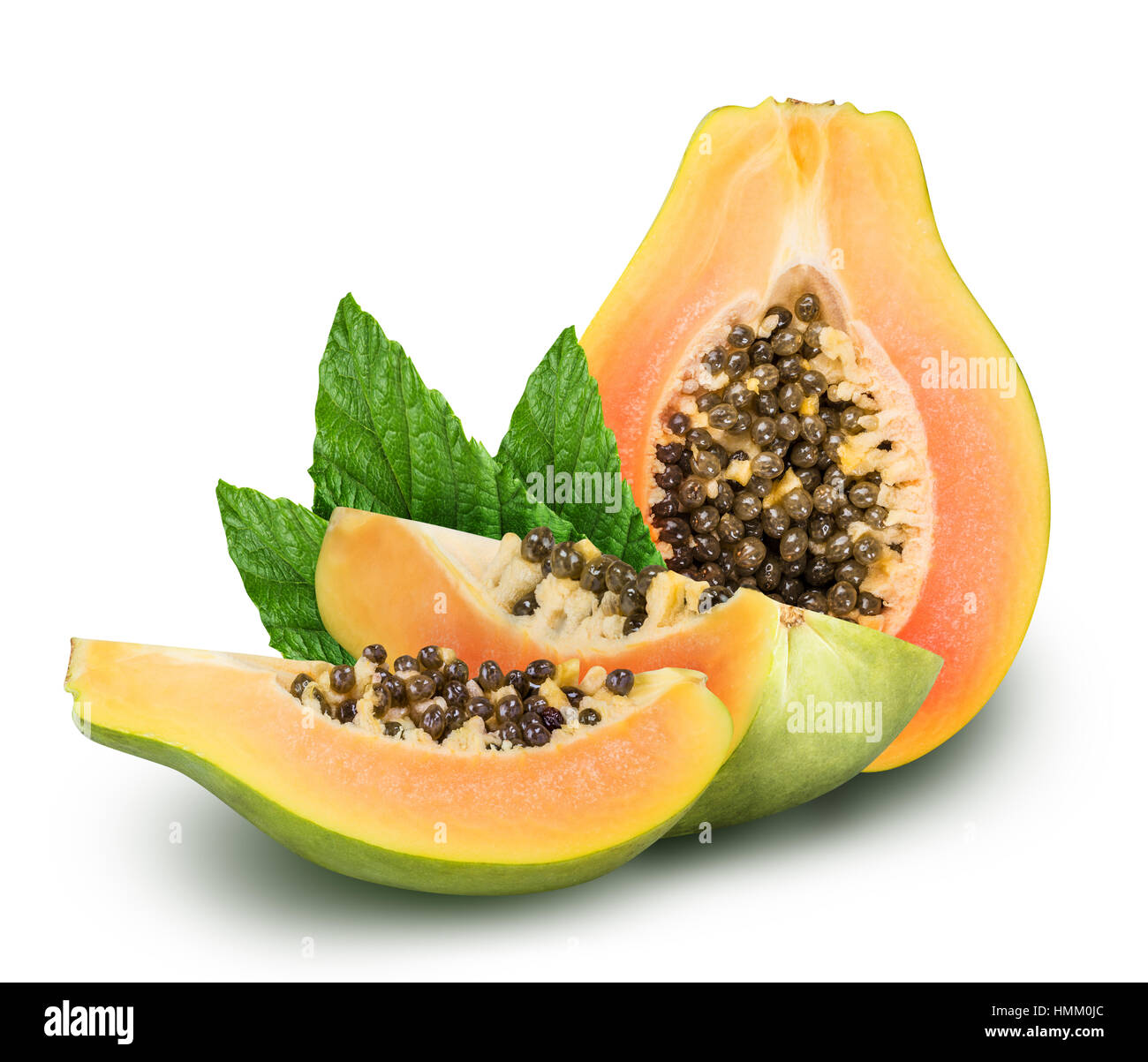 Group of papaya isolated with clipping path Stock Photo - Alamy