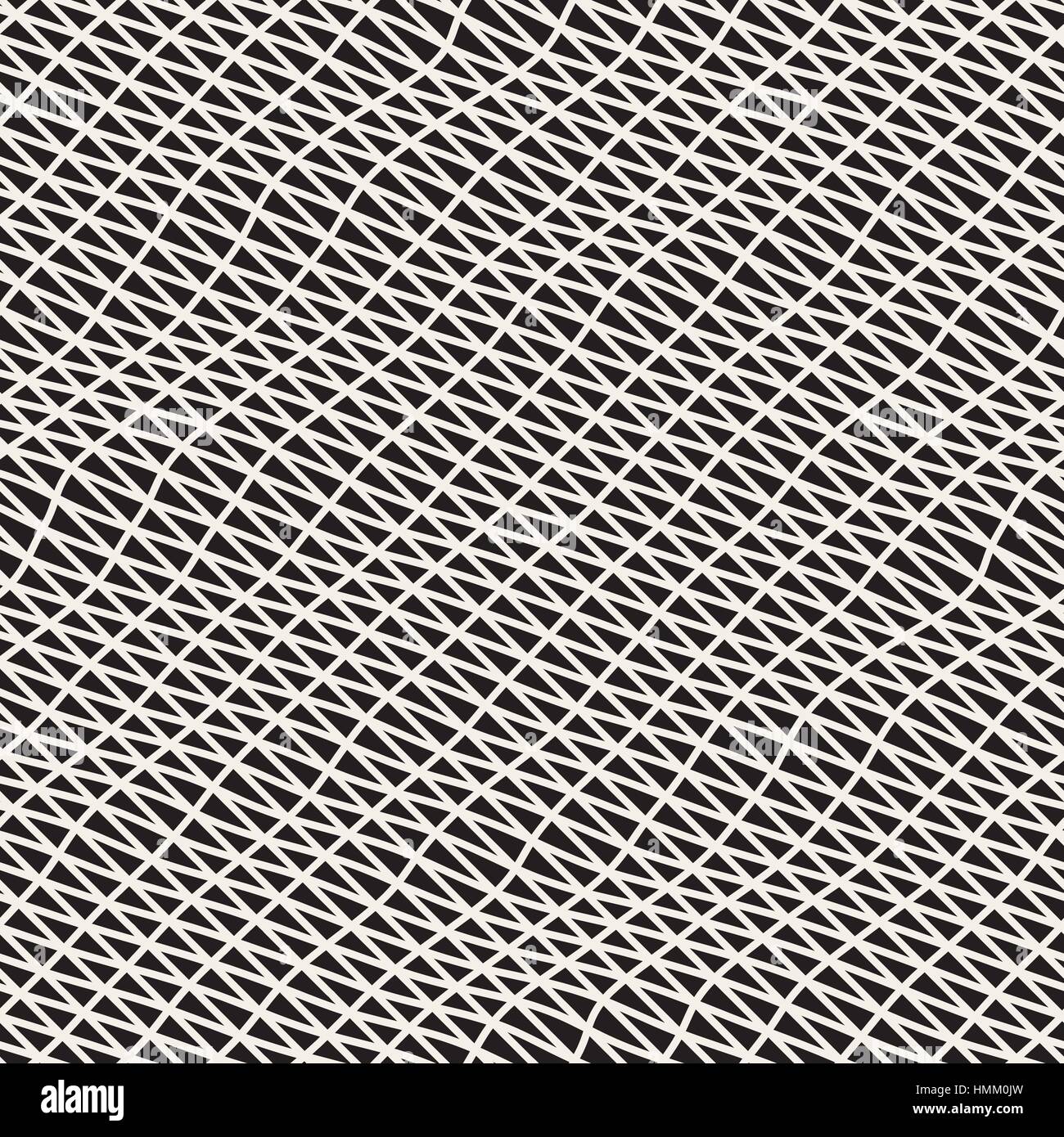Hand Drawn Triangle Waves. Vector Seamless Black and White Pattern ...