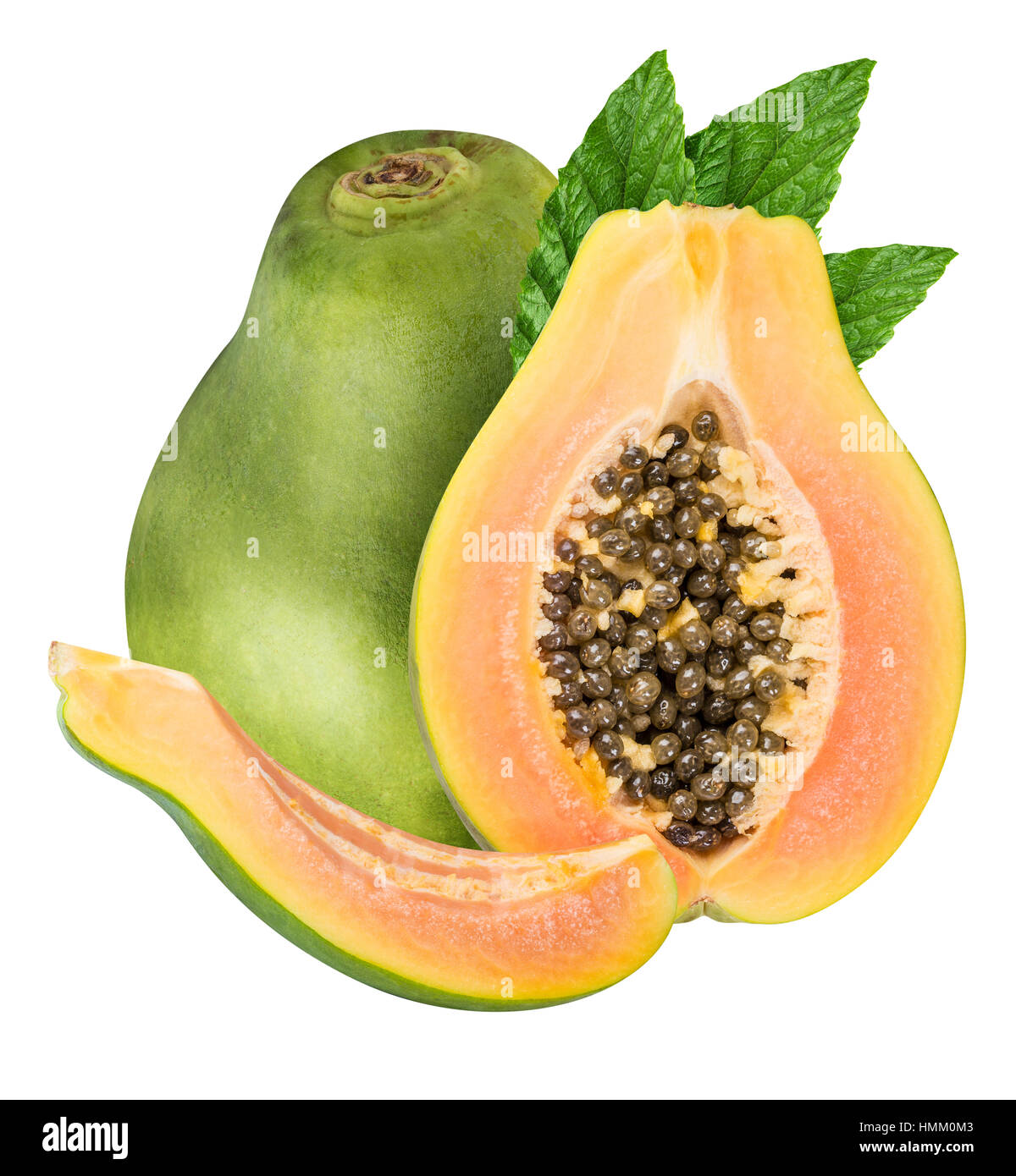 Group of papaya isolated with clipping path Stock Photo - Alamy